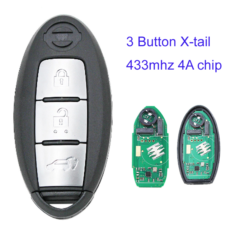 MK210012 3 Button Smart Car Key 433mhz 4A Chip for New X-Trail Auto Key ...