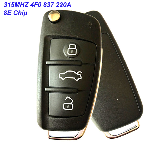 MK090036 3 Button 315MHZ 8E Chip Flip Key For Audi A6 Q7 4F0 837 220A ...