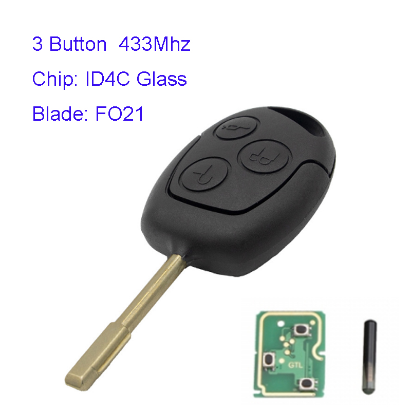 MK160084 3 Button 433Mhz Remote Key for Ford Mondeo ID4C glass Chip ...
