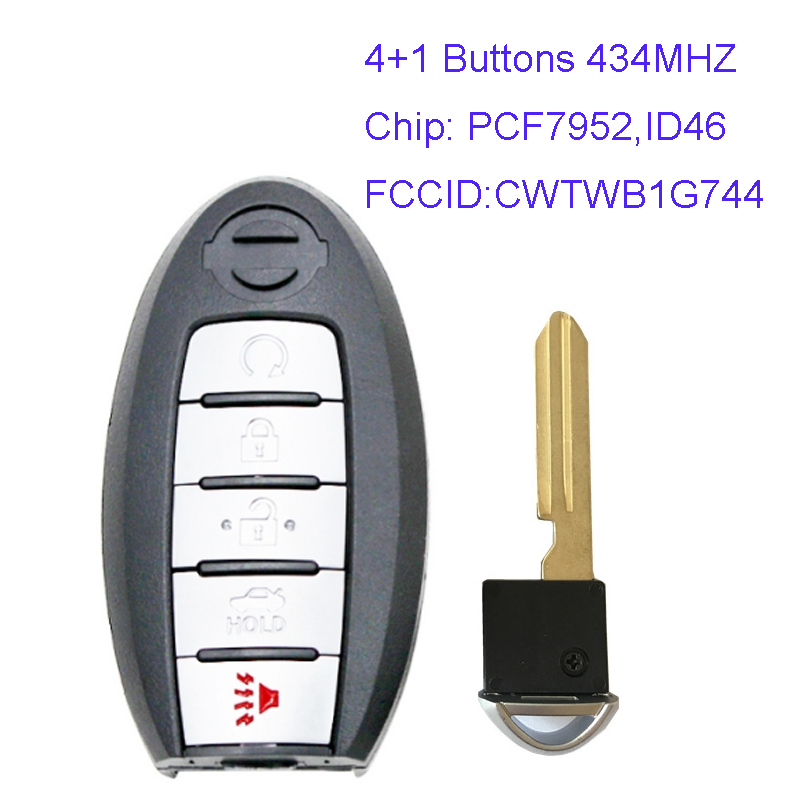 MK210055 4+1 Button 434mhz Remote Key Control Smart Key for N-issan ...