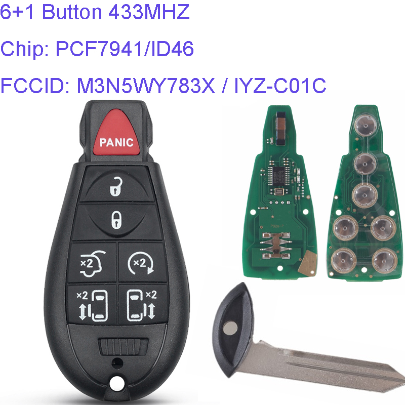 MK310012 6+1 Button 433MHZ Remote Key Control for C-hrysler J-EEP D ...