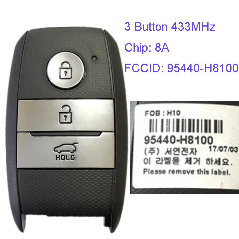 MK130075 3 Button 433MHz Smart Key for Kia Rio Stonic 2017 + 95440 ...