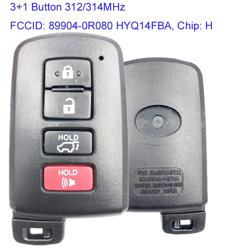 MK190161 3+1 Button 312/314MHz Smart Key Smart Card for T-oyota RAV4 ...