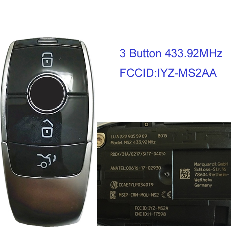 MK100032 3 Button 433.92MHz Smart Key for Mercedes W222 Keyless Go ...