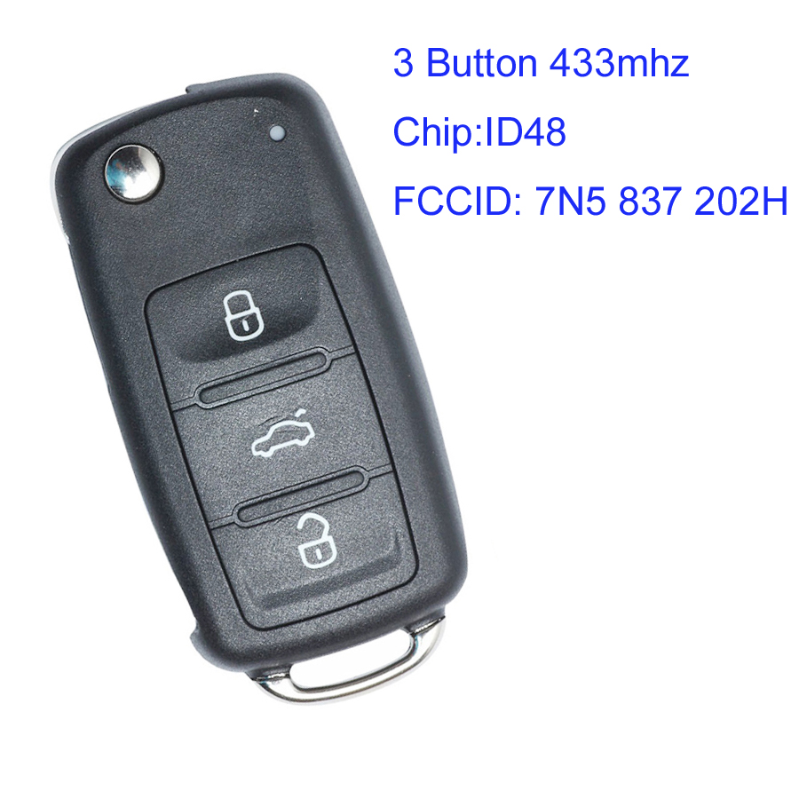 MK120043 3 Button 434mhz Flip Key Remote for VW MQB ID48 5G0 959 753BB ...