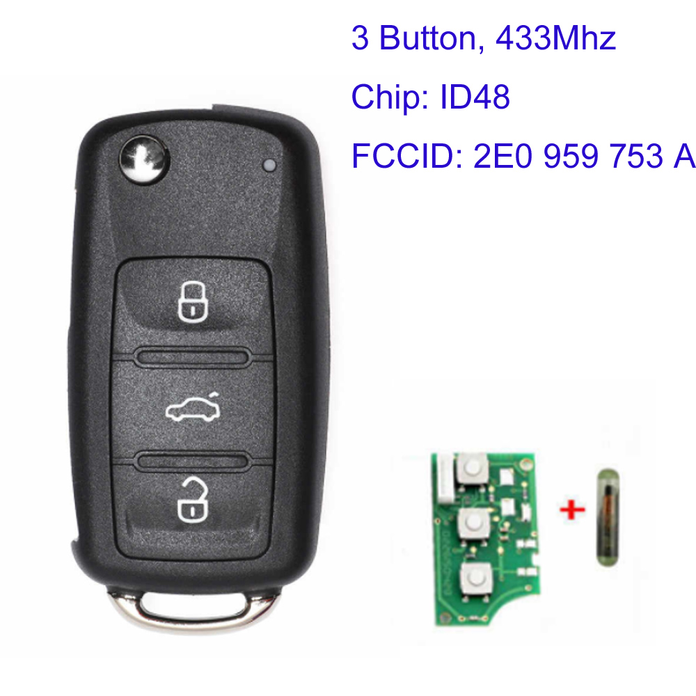 MK120040 Original 3 Button 434mhz Flip Remote Key 5C Chip Remote for VW ...