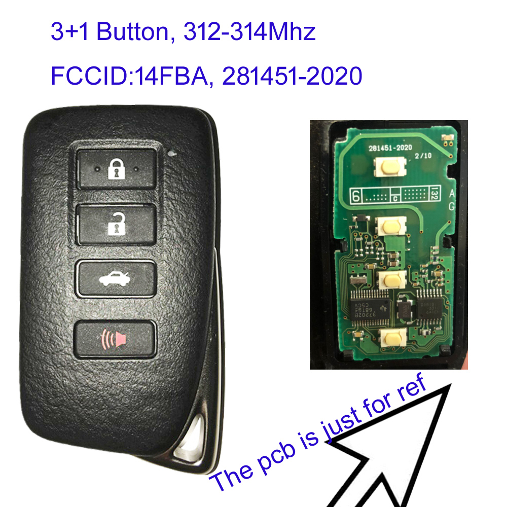 MK490019 3+1 Button 433MHz Smart Key for Lexus NX200T NX300H keyless ...