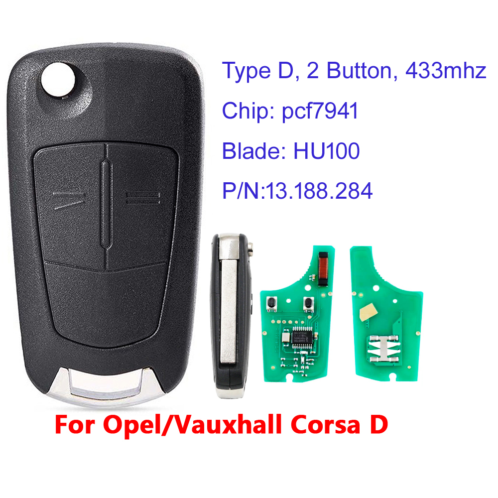MK460009 2 Button 433MHz Flip Key Remote Control for Opel Vectra D Auto ...