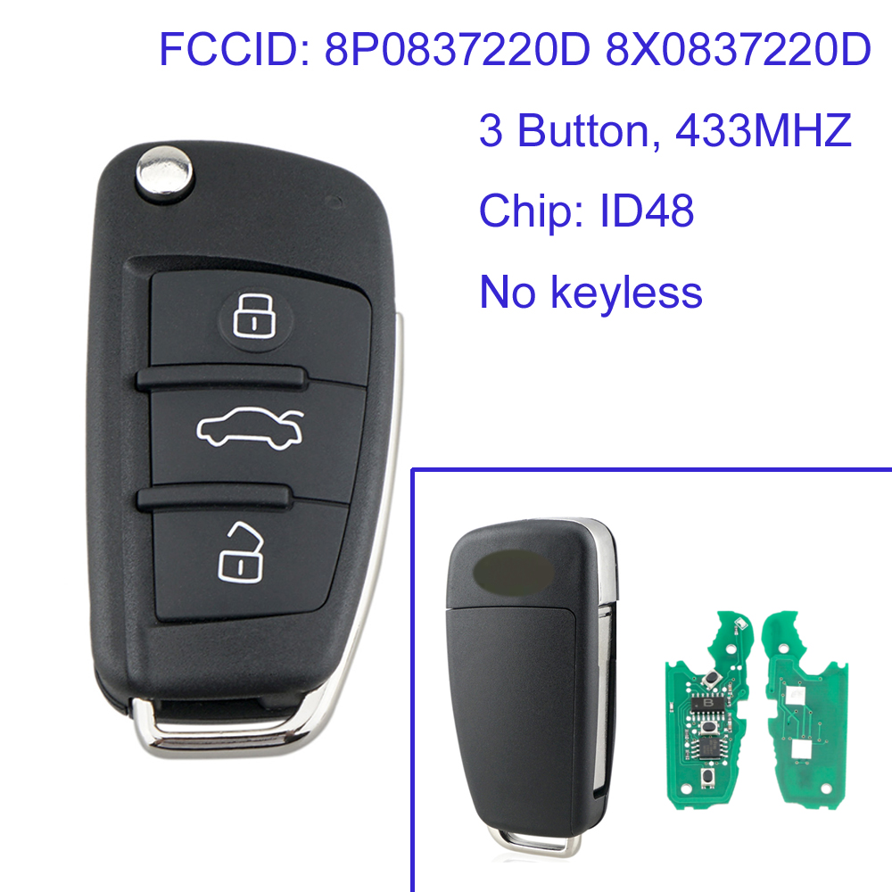 MK090080 3 Button 315MHZ 8E Chip Flip Key for Audi Q7 A6 4F0 837 220N ...