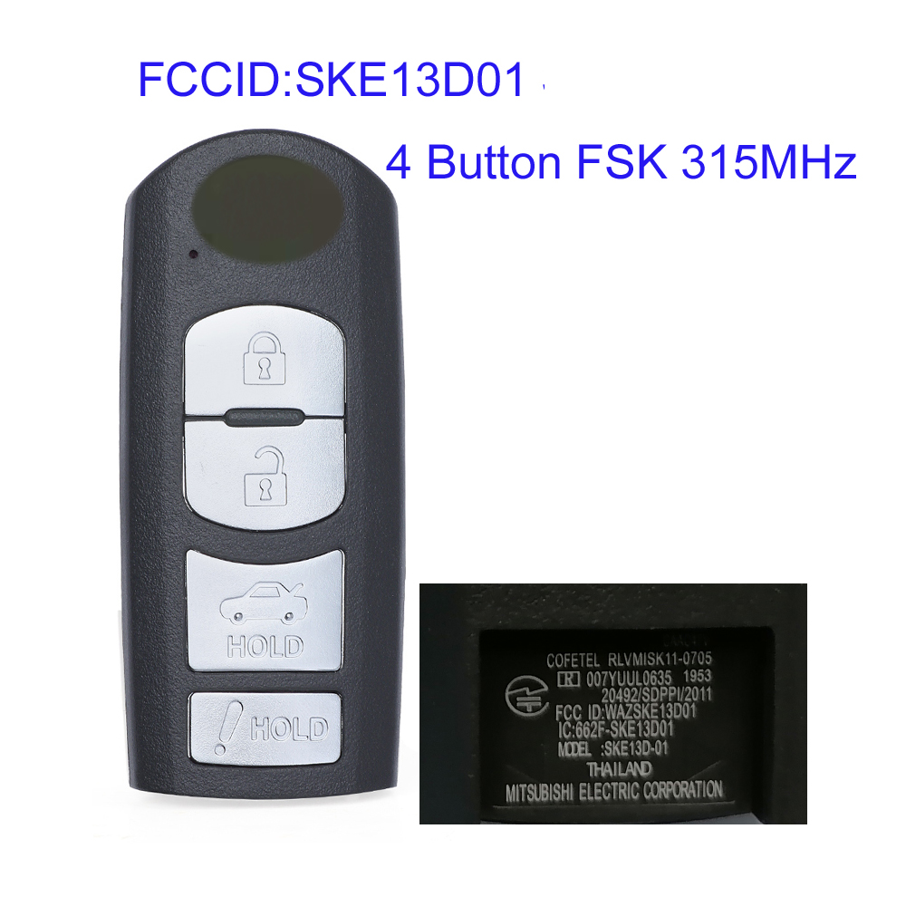 MK540036 4 Button FSK 315MHz Smart Key Control for Mazda 3 6 Miata 2013 ...