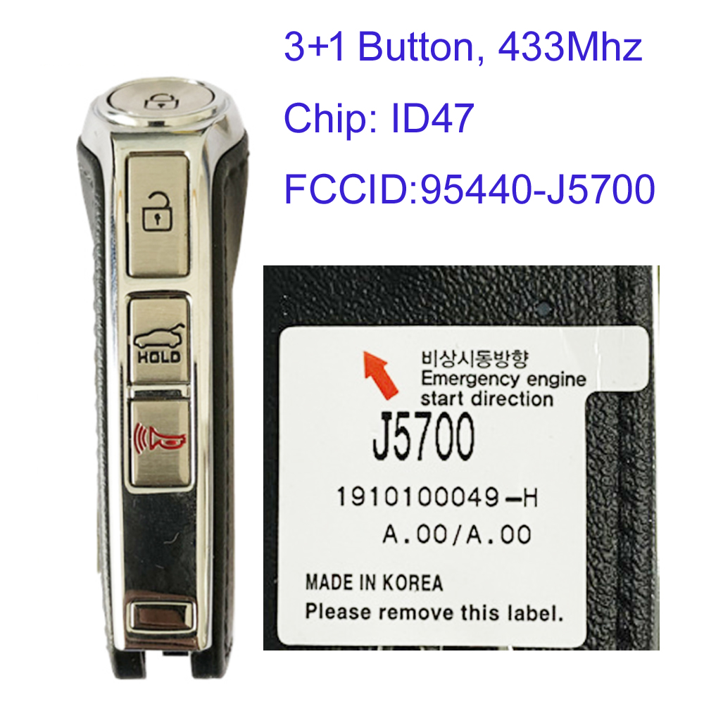 MK130085 3+1 Button 433MHz Smart Key for Kia Para Stonic 2017 95440 ...