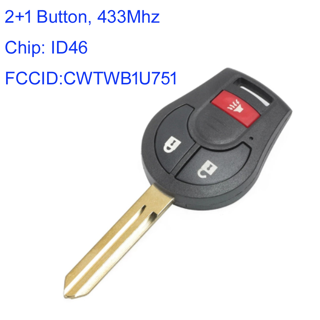 MK210064 2 Button 433mhz Head Remote Control for N-issan Qashqai Sunny ...