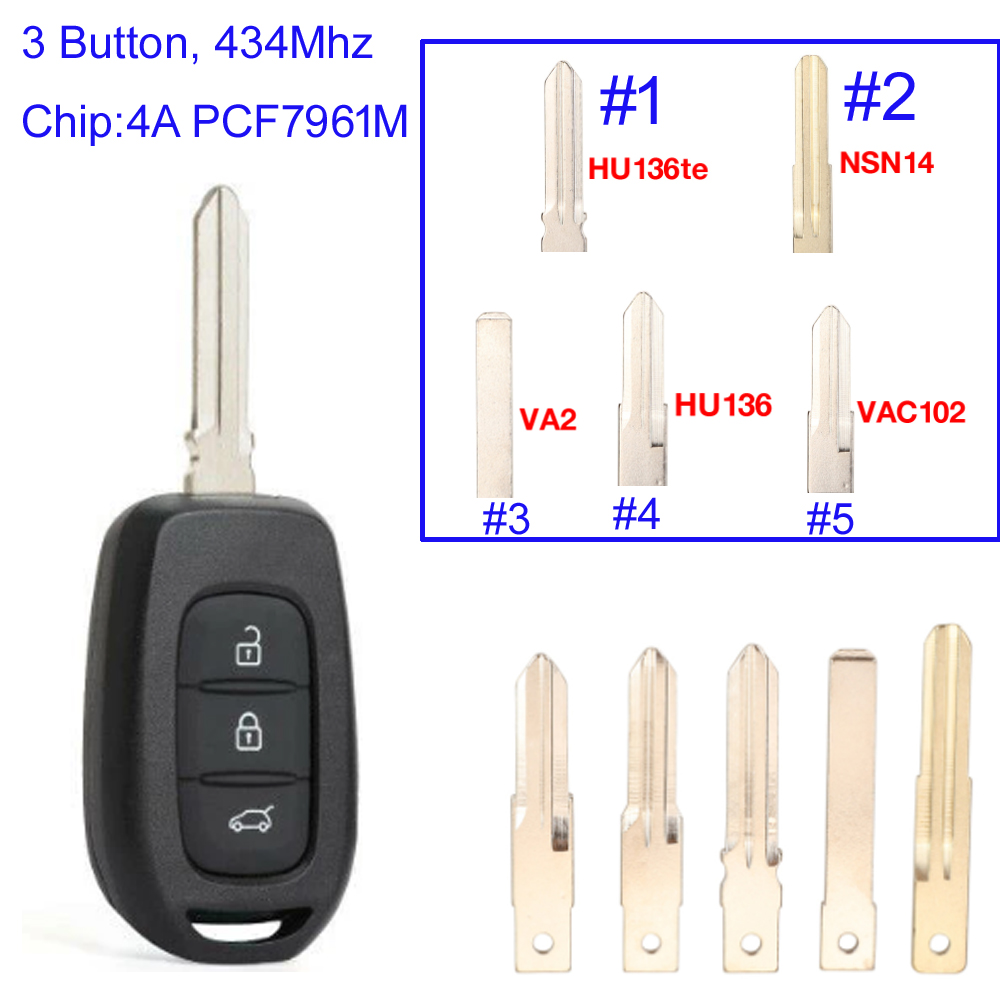 MK230018 2 Button 433MHz Head Key for R-enault Sandero Dacia Car Key ...