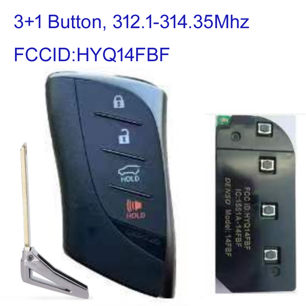 MK490036 3+1 Button 314MHz Smart Key for Lexus 2008-2016 PN 89904-60A00 ...