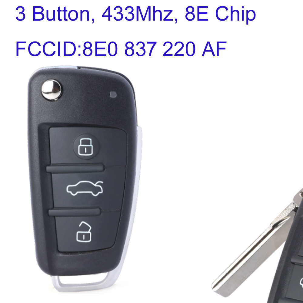 MK090080 3 Button 315MHZ 8E Chip Flip Key for Audi Q7 A6 4F0 837 220N ...