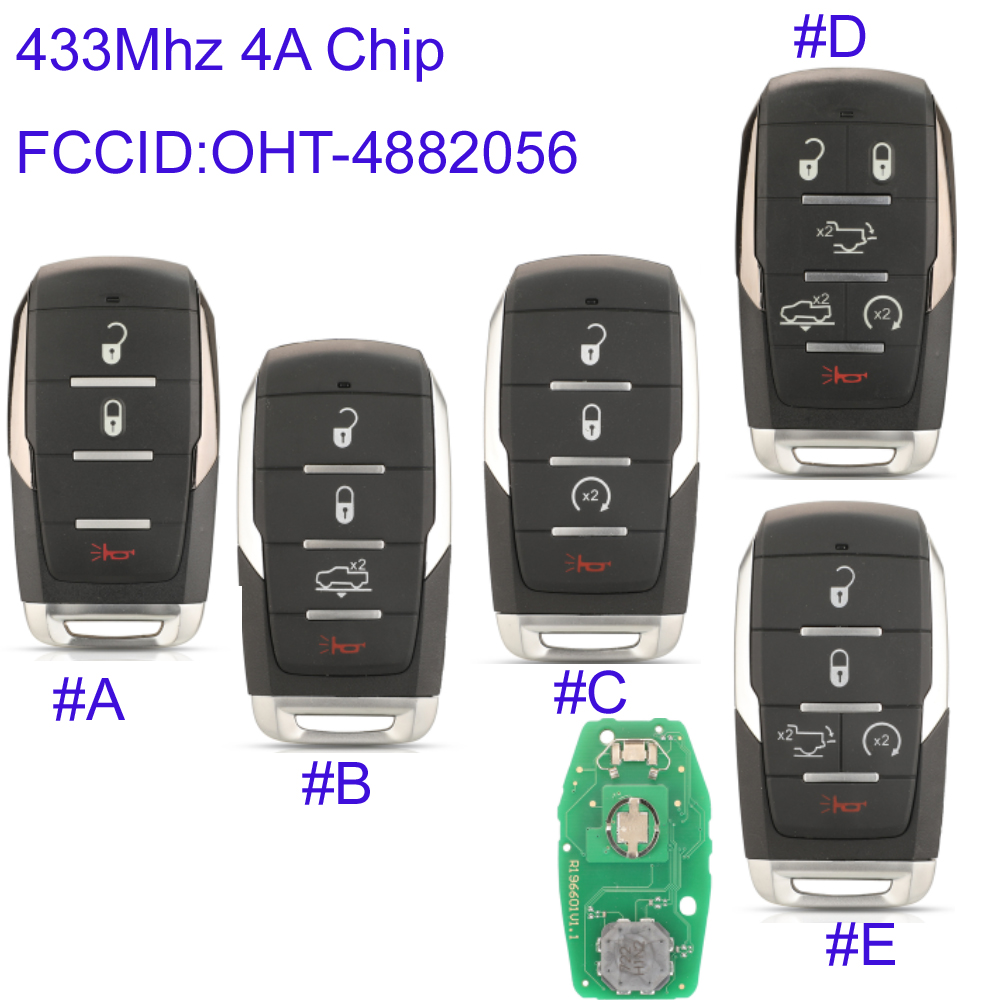 MK310041 5+1 Button 433MHZ Smart Key for DODGE 1500 OHT-4882056 Keyless ...