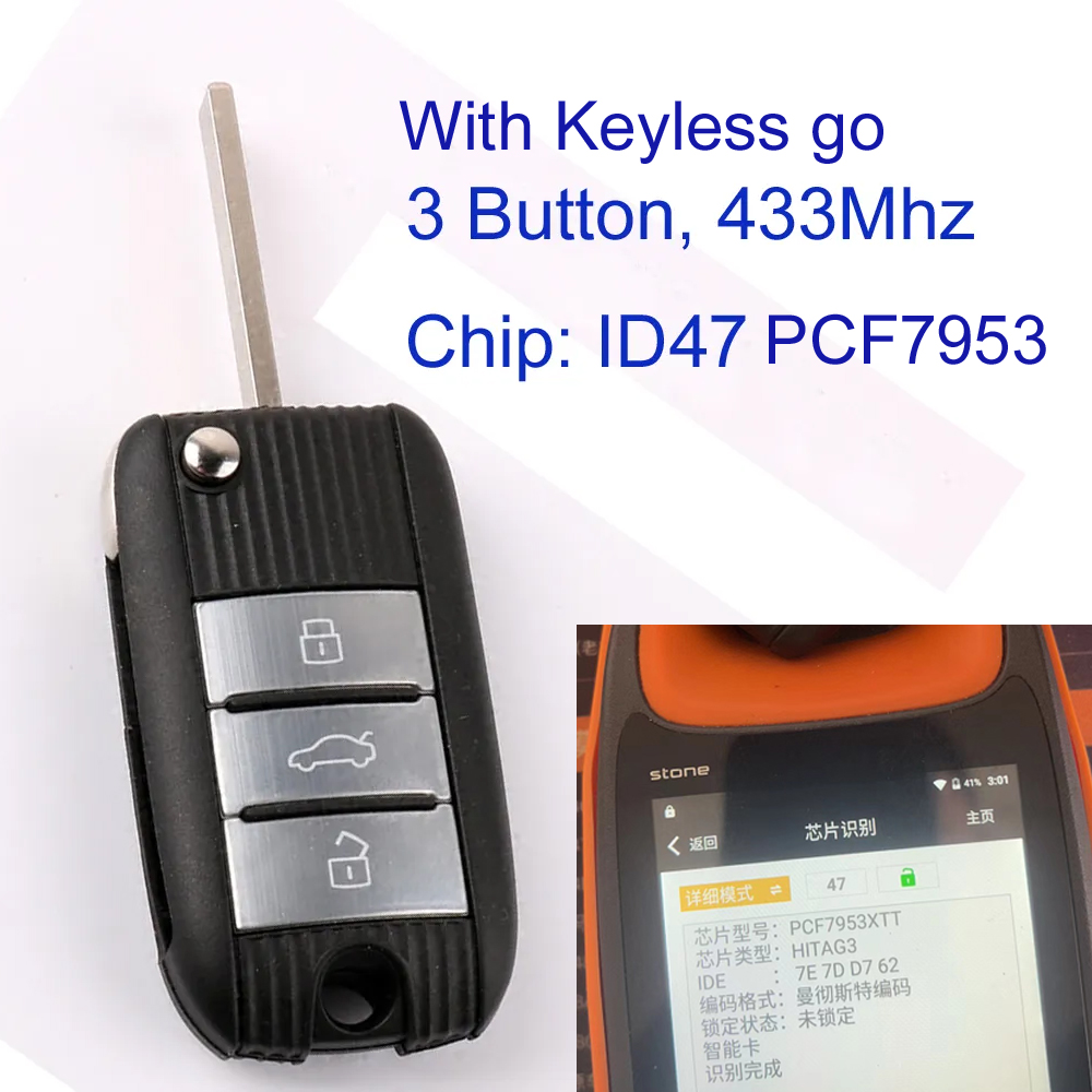 MK390001 3 Button 433MHz Smart Key Remote for MG 6 MG6 Auto Car Key Fob ...