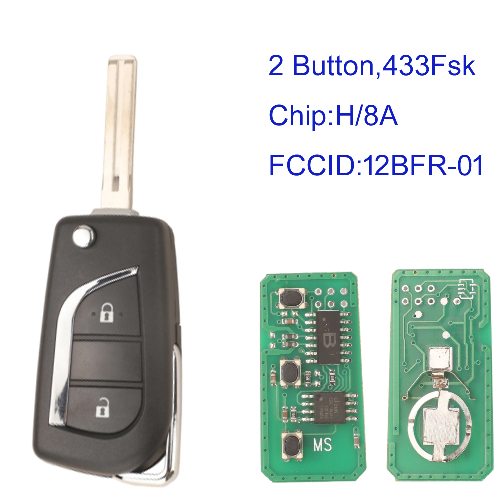 MK190076 2 Button 433MHZ Remote Key Control for T-oyota Corolla RAV4 ...