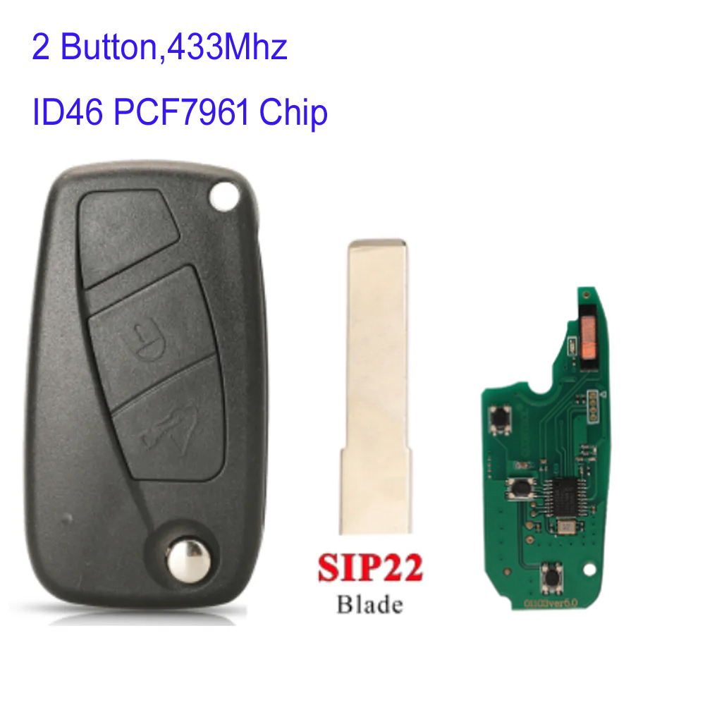 MK330008 3 Button 433mhz Flip Remote Key for Fiat Doblo Ducato with ...