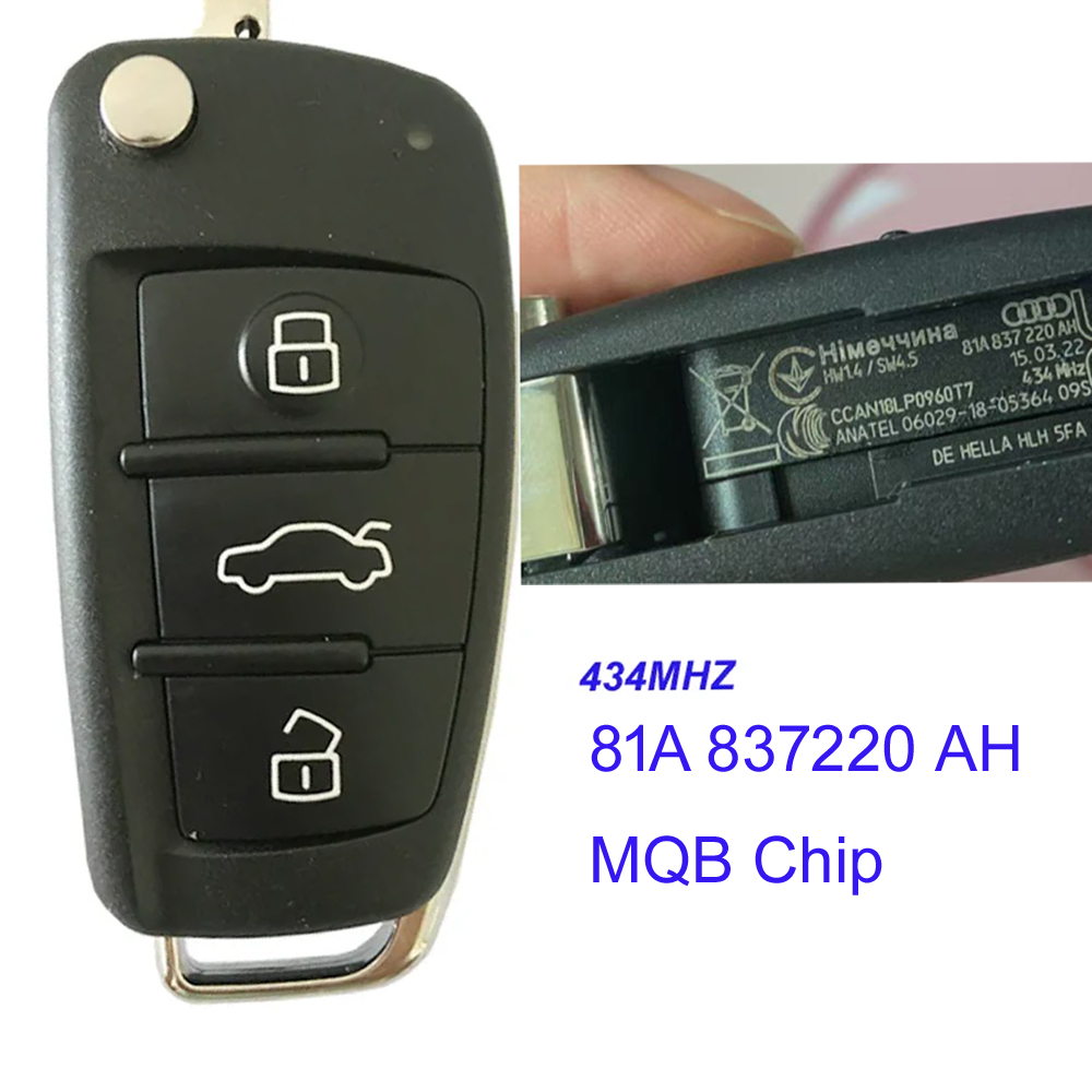 MK090024 3Buttons 434MHZ Smart Key for Audi Q2 Q3 megmos AES Chip ...